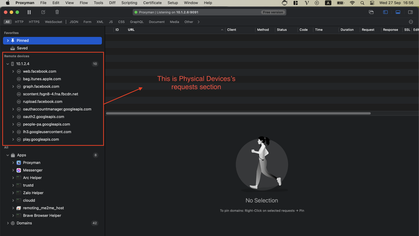 View & debug network request with ProxyMan App