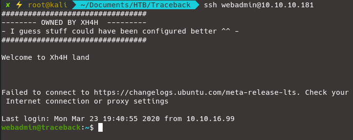 [HTB Write-up] Traceback – kgcg