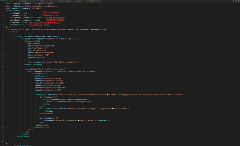 How to passing props to modal How to passing props to modal
