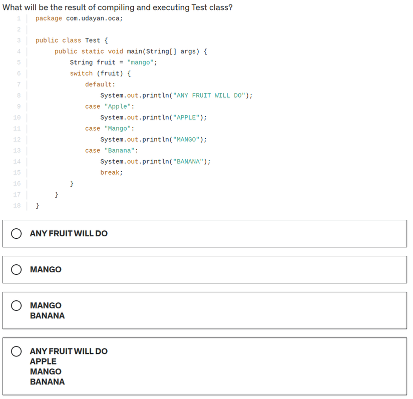 Java SE 8 Oracle Certified Associate 1Z0-808 - #10