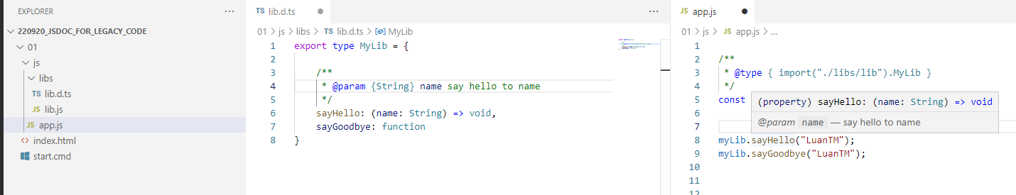 Viết jsdoc cho một thư viện cũ