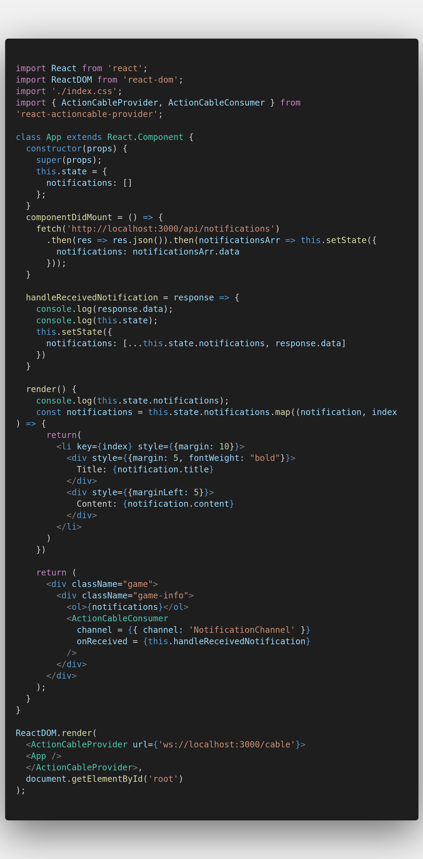 Sử dụng ActionCable trong ReactJS và Rails API