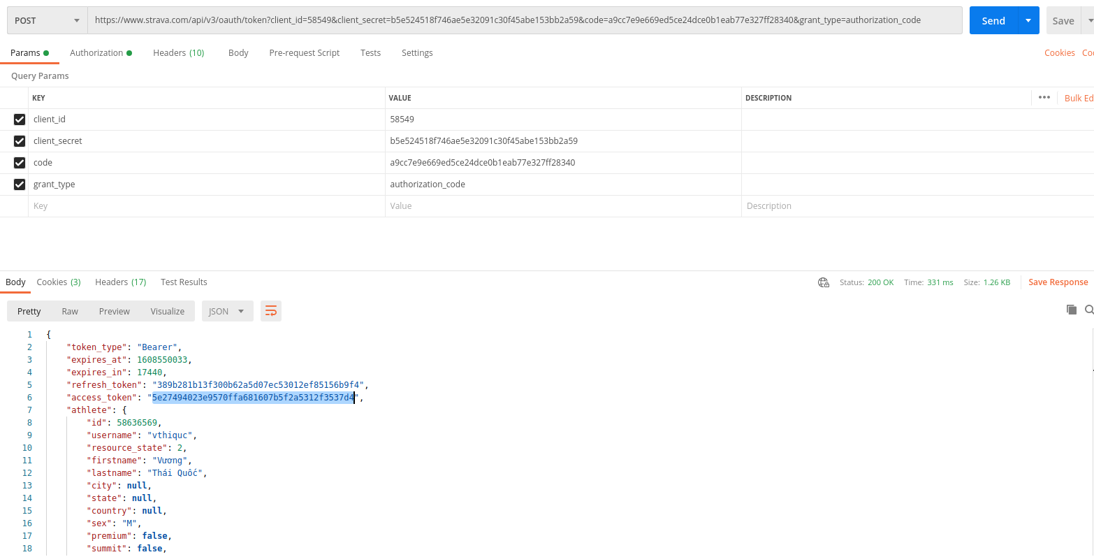 Tích hợp Strava API vào dự án