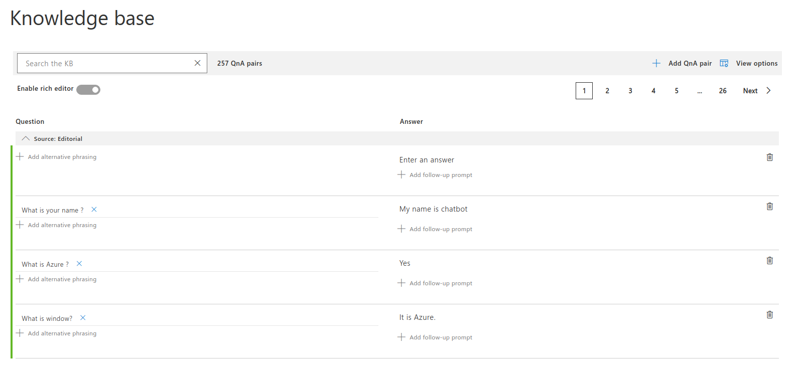 Tìm hiểu cơ bản về QnA Maker