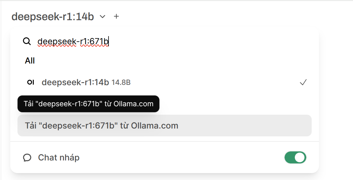 Tạo AI Chatbot local với OpenWebUI và Ollama