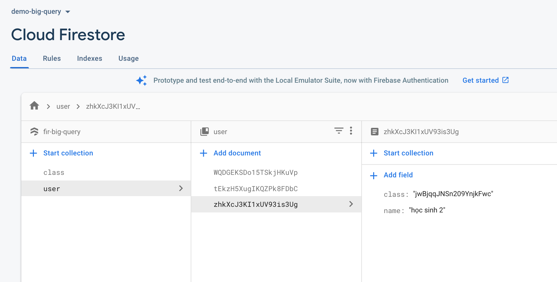 Query data firestore bằng các câu lệnh như mysql với bigquery
