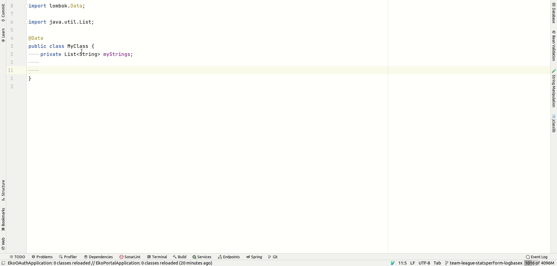 Intellij generate code with getters template.