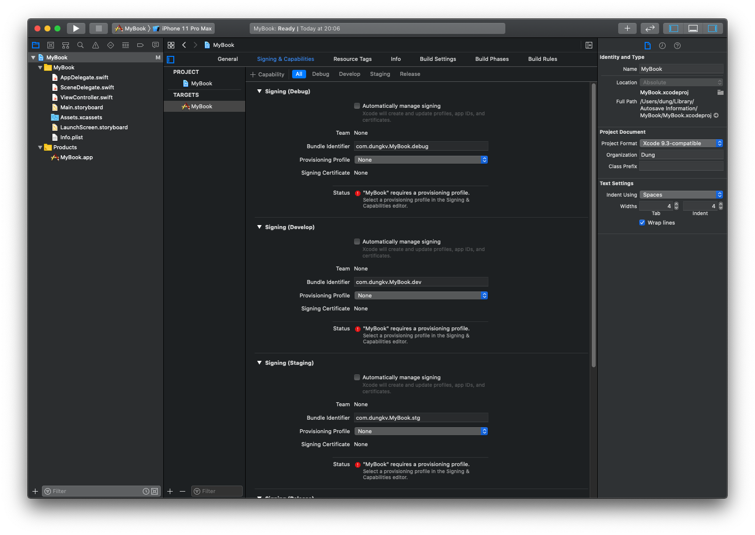 Xcode 11: Việc tạo và cấu hình môi trường là quá dễ dàng.