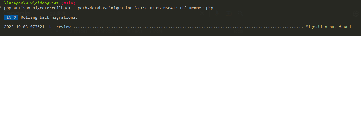 migrate:rollback với --path trong laravel - Viblo