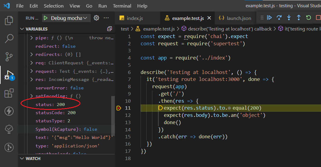 Debug testing a nodejs app with visual code - Viblo