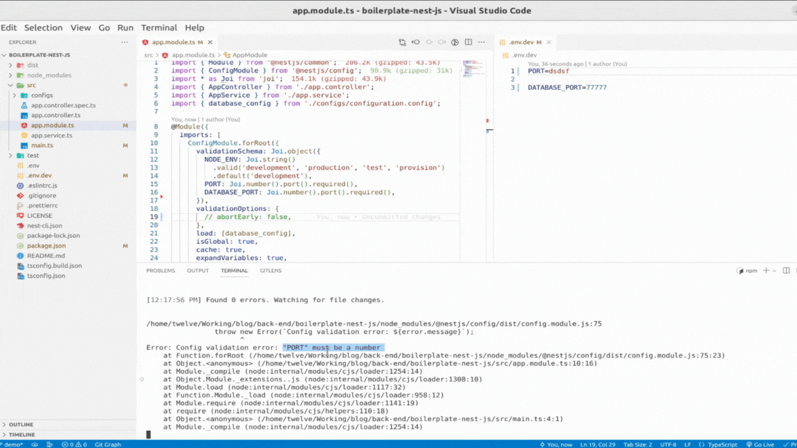 Setup Boilerplate cho dự án NestJS, Team có nhiều thành viên - Env, Joi, Husky, Commitlint ...