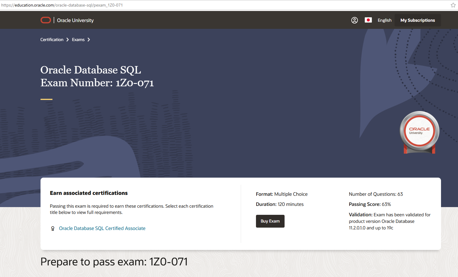 Kinh nghiệm thi chứng chỉ Oracle Database SQL Certified Associate (1Z0-071)