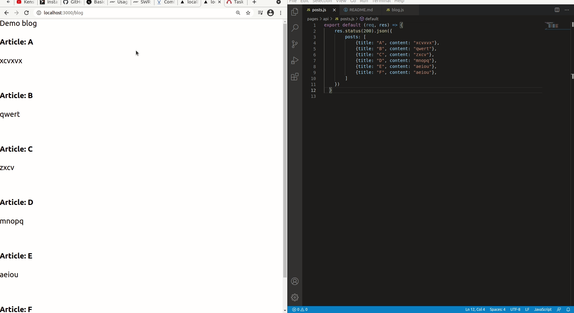 Combining client side and server side rendering on same page using next.js
