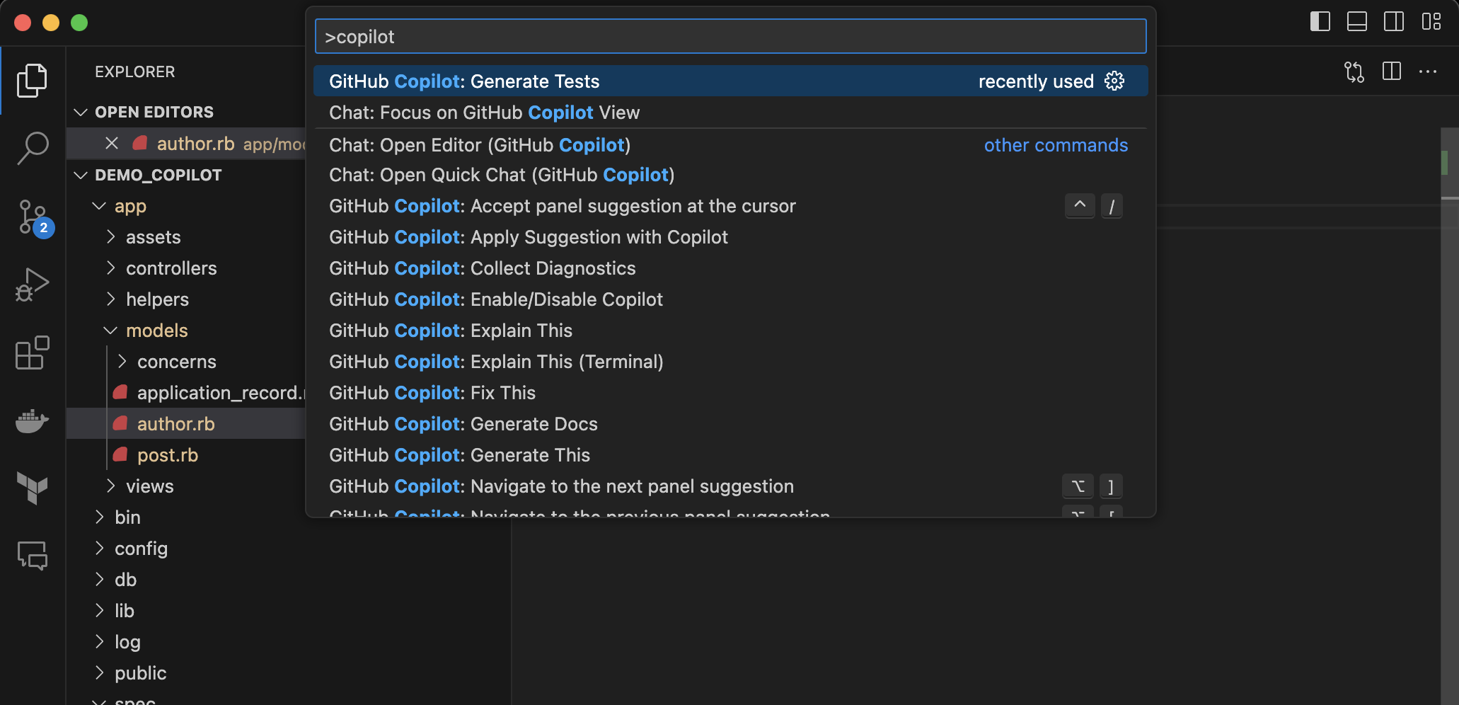 Using Copilot to generate Unit Test Using Copilot to generate Unit Test