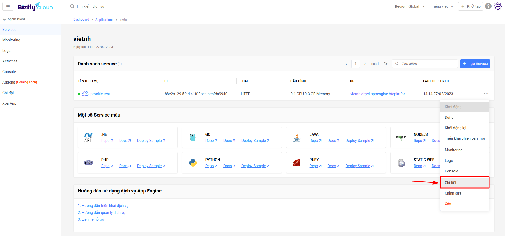 Tự động deploy Service trên Bizfly App Engine sử dụng Github Actions