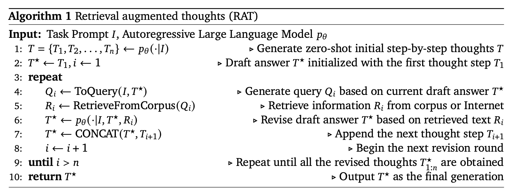 [LLM 101 - Paper reading] RAT: Retrieval Augmented Thoughts Elicit Context-Aware Reasoning in ...