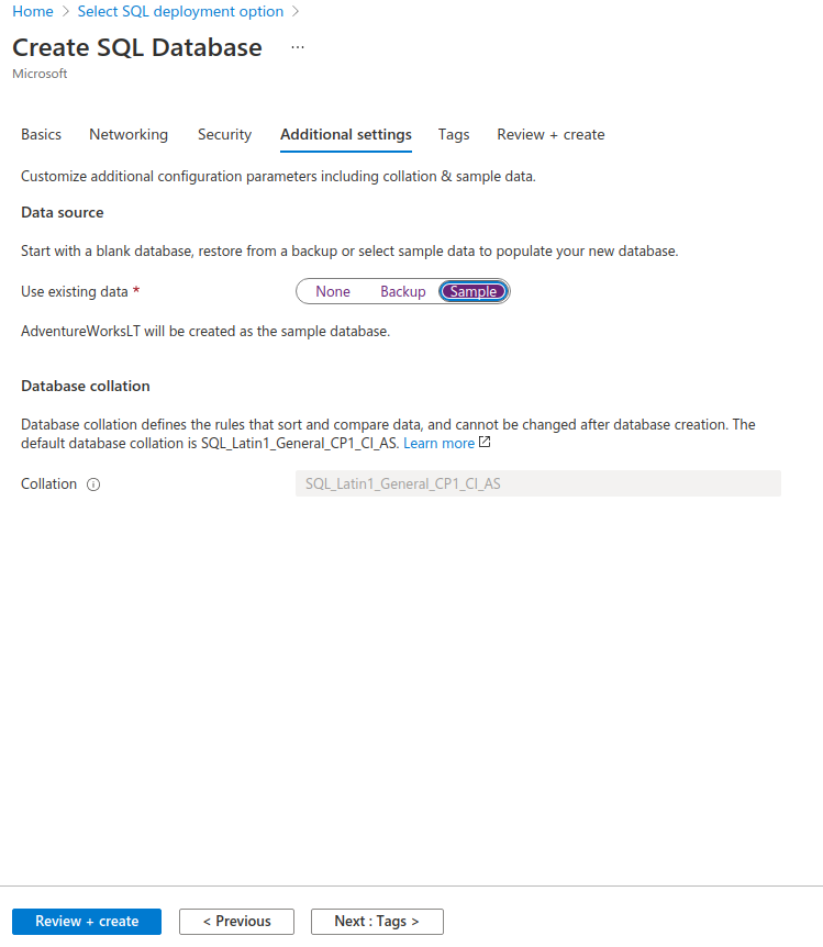 Tạo một Azure SQL Database cơ bản bằng portal trên Azure