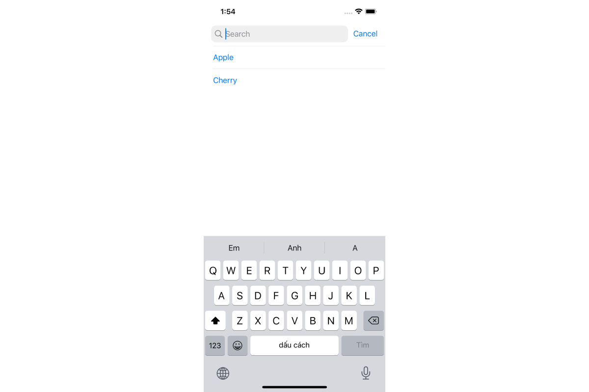 Sử dụng searchable trong SwiftUI trên iOS 15