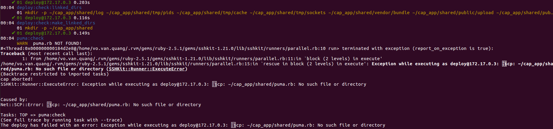 Deploy Rails with Capistrano, Docker, Nginx, Puma(Part 2) Deploy Rails with Capistrano, Docker, Nginx, Puma(Part 2)
