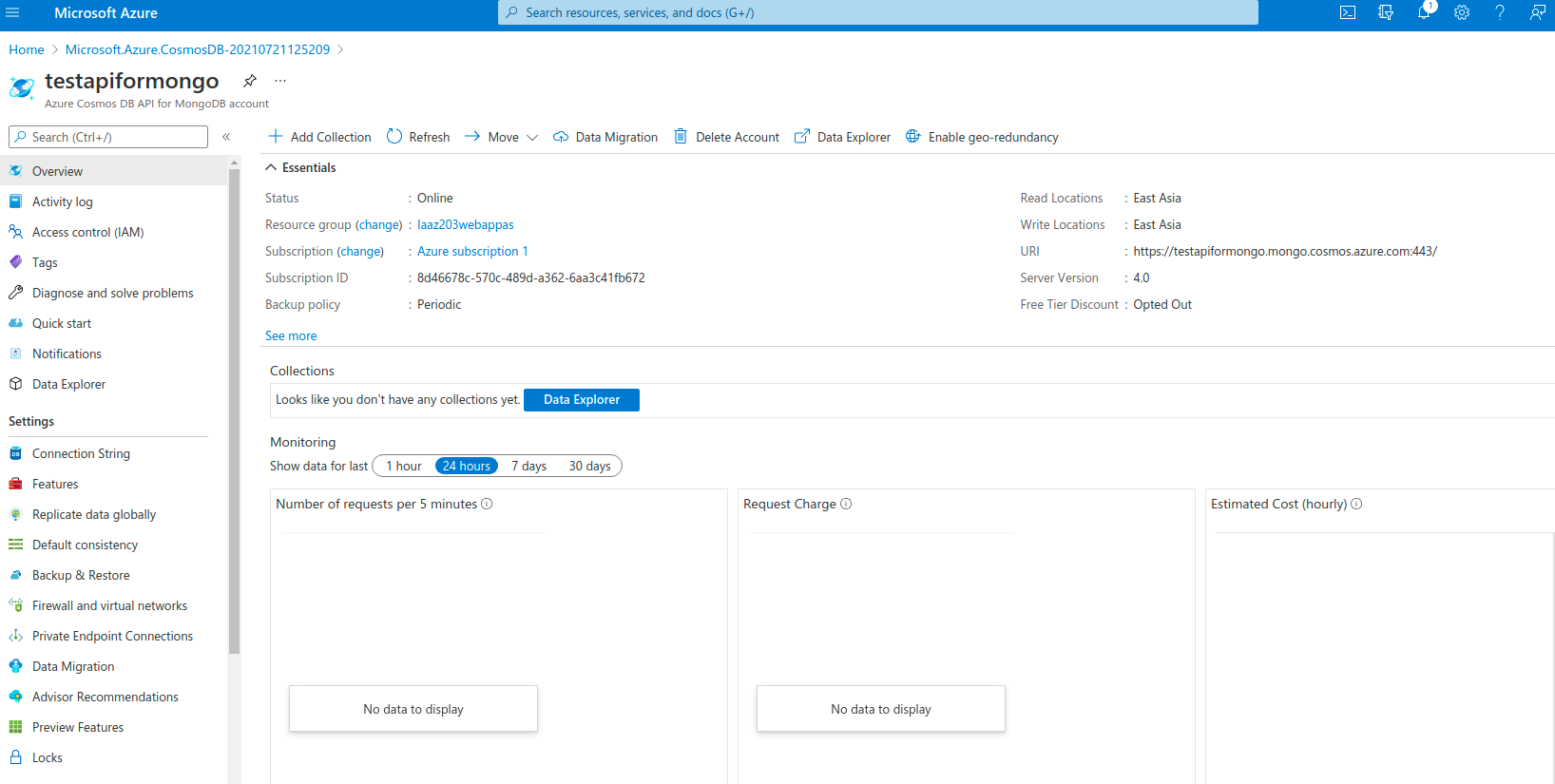 Tìm hiểu về Azure CosmosDB API cho MongoDB