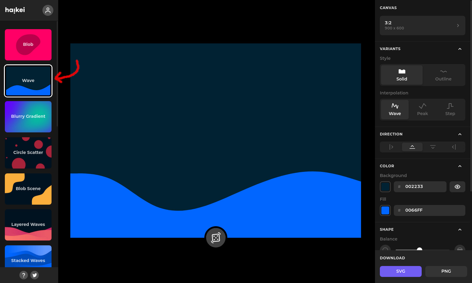 Tạo đường "lượn sóng" cho landing page với công cụ Haikei - AI Design ...