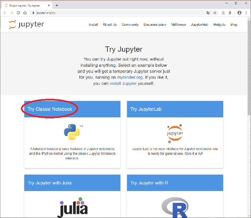 Using Try Jupyter to manipulate Python