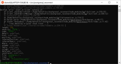 Connect to PostgreSQL with Node.js and automatically reconnect when the connection is lost and ...