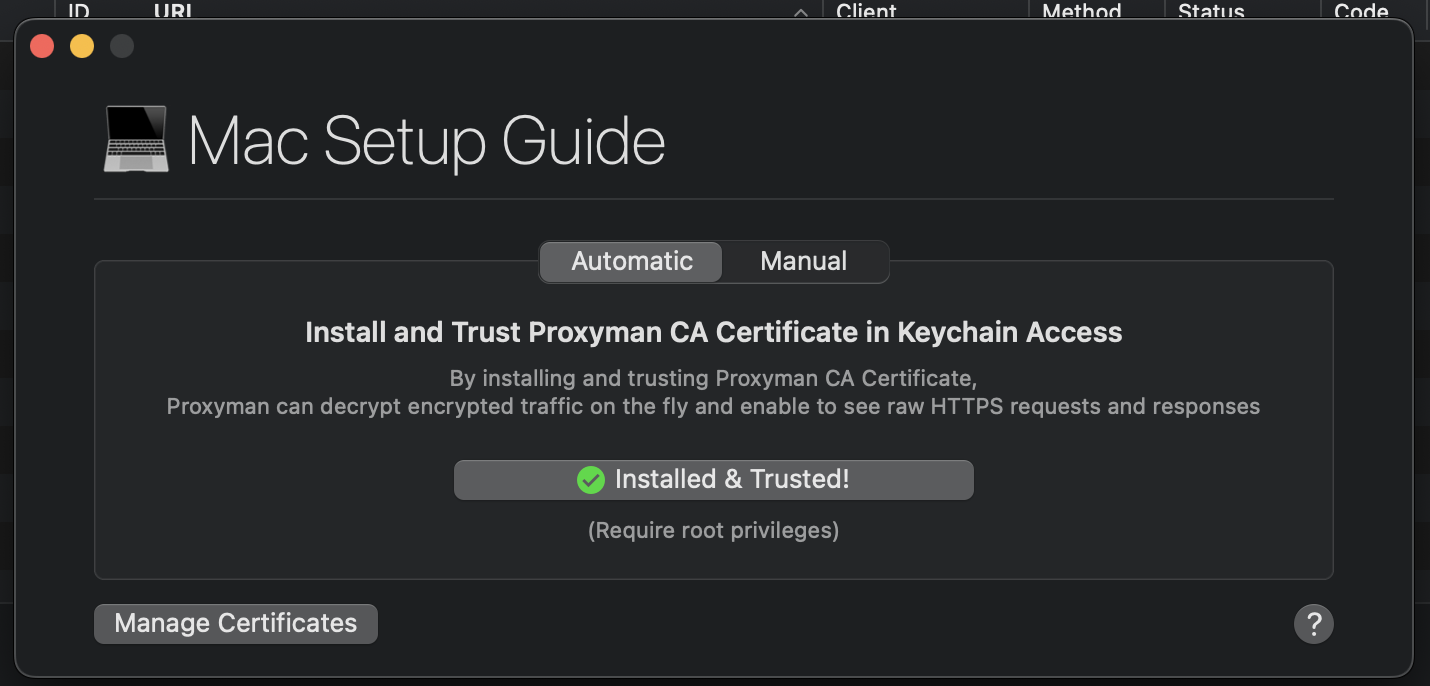 View & debug network request with ProxyMan App