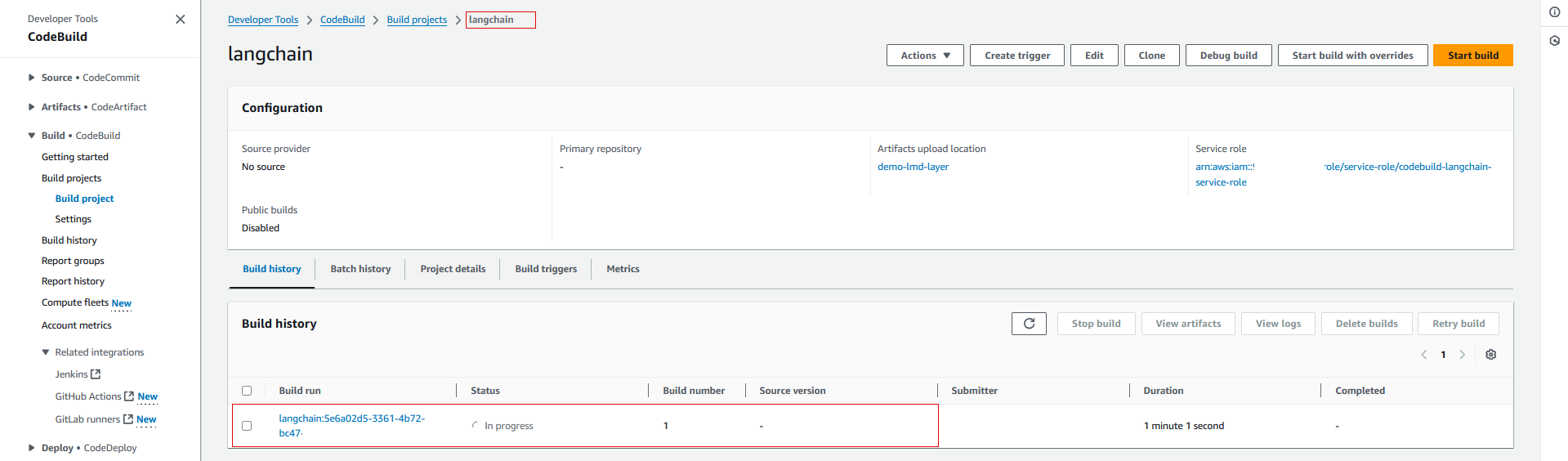 Tạo Lambda Layer với AWS CodeBuild