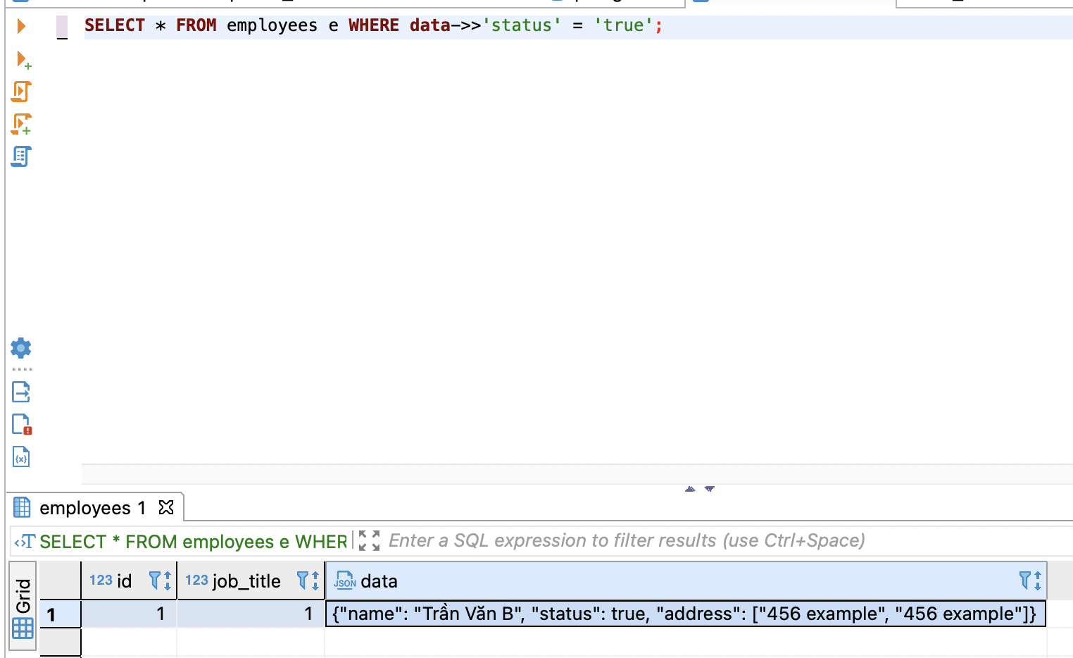 Sử dụng JSONB trong Postgres