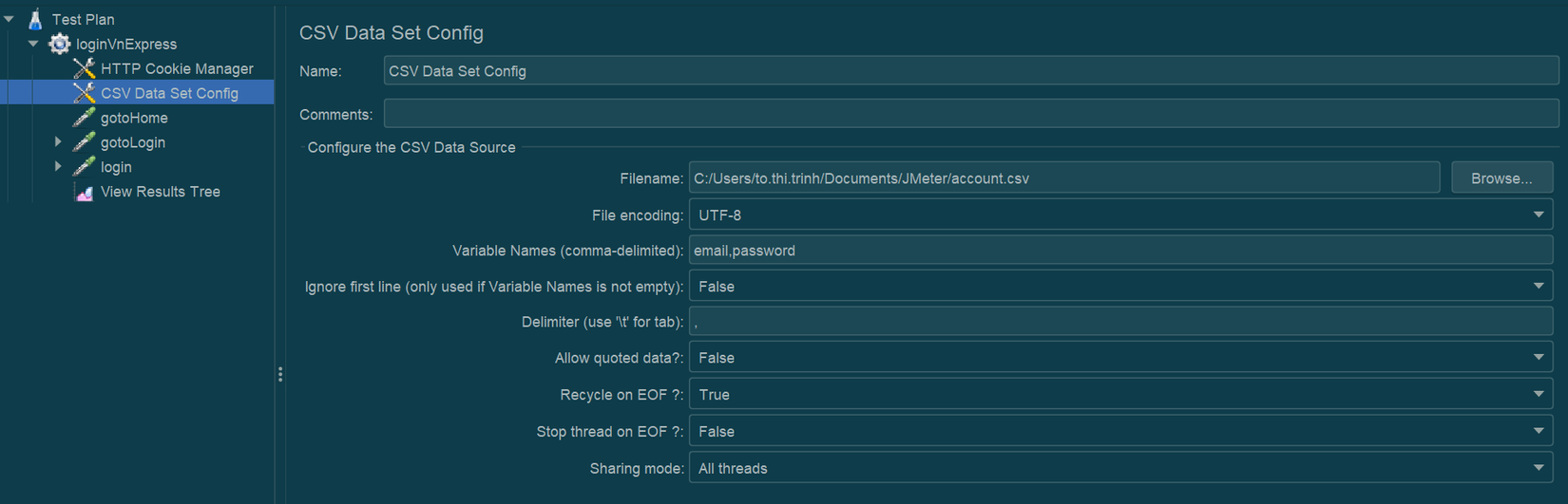 Kiểm thử Jmeter với bộ data có sẵn - JMeter with CSV data set config