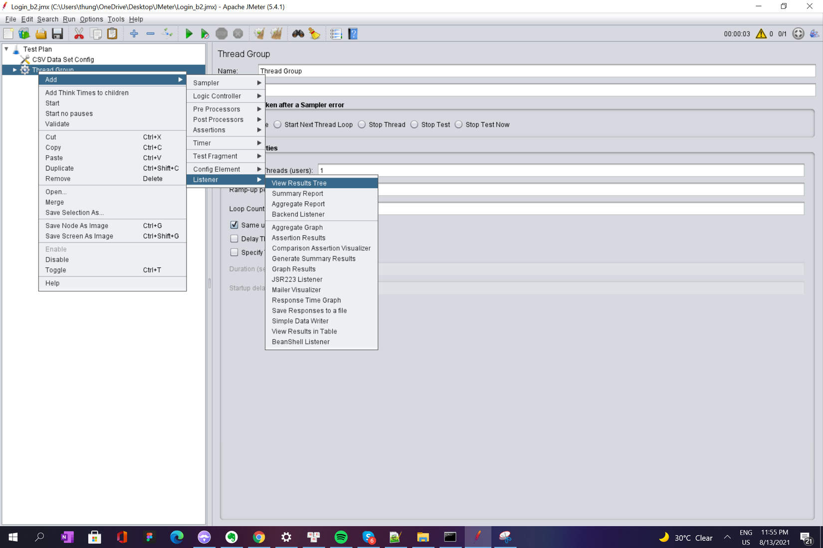 [JMeter] CSV DATA SET CONFIG
