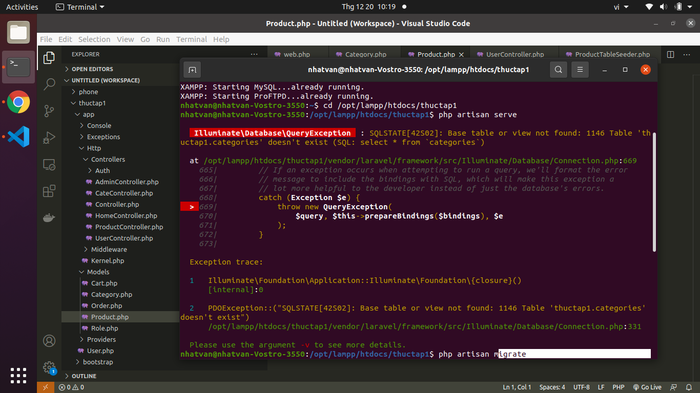 hỏi về lỗi SQLSTATE[42S02] trong Laravel - Viblo
