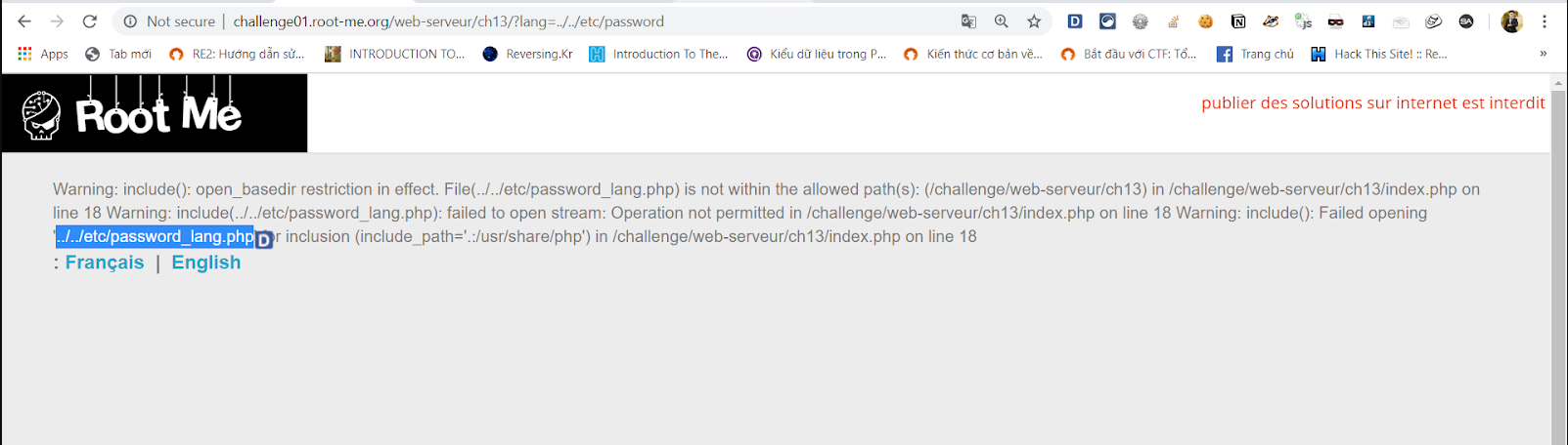 Write-up Root Me web server challenge