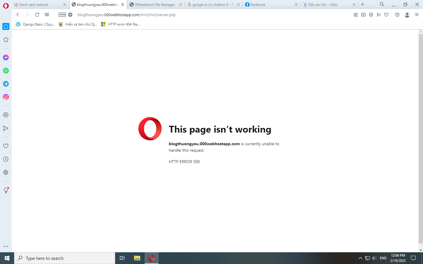 hỏi lỗi http error 500 của 000webhost - Viblo